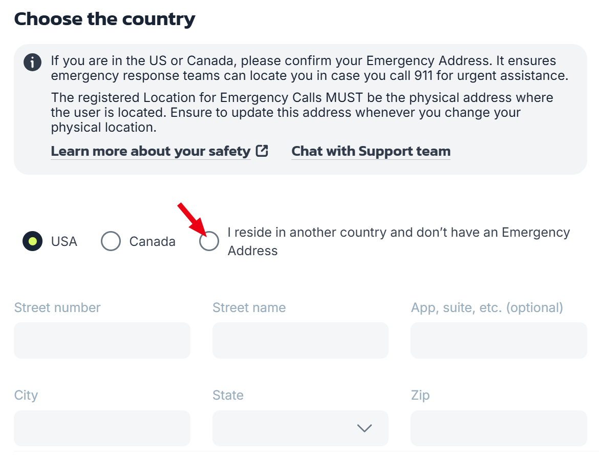 Emergency (911) Address