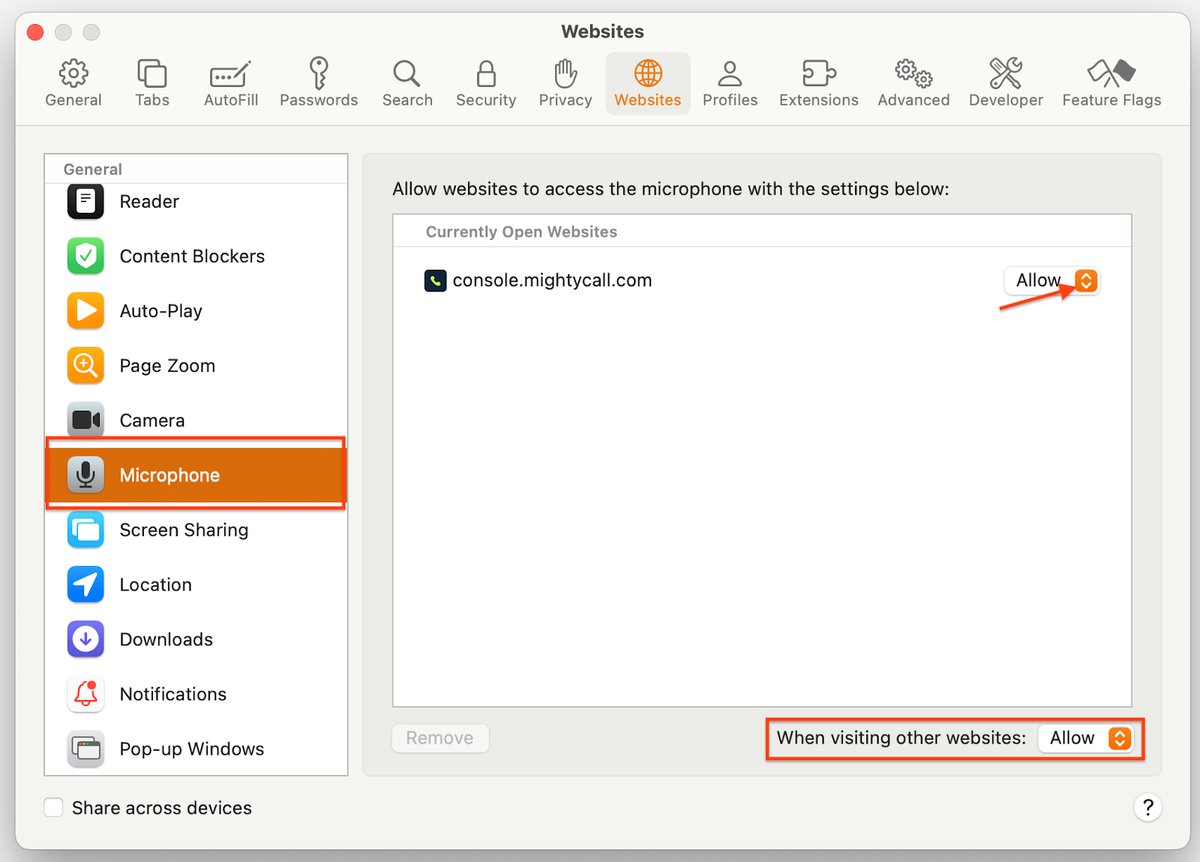 How to allow access to my microphone?