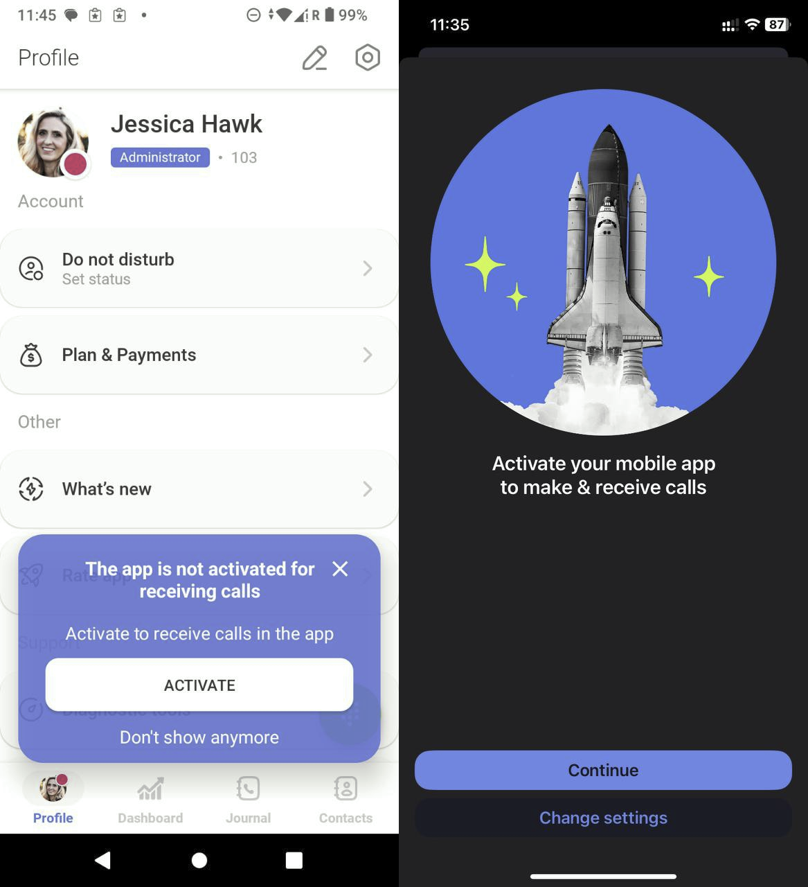 Receiving Calls in the App