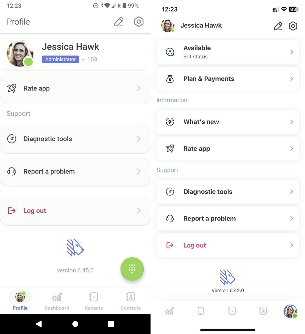Main Menu in the App